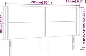Čelo postele s LED černé 203 x 16 x 118/128 cm samet 3123976