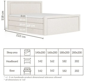 Béžová boxspring postel s úložným prostorem 140x200 cm Lavenda – Maison de Rêve