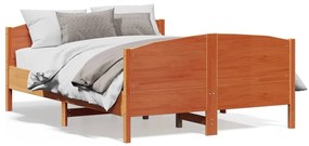 vidaXL Rám postele s čelem voskově hnědý 135 x 190 cm masivní borovice