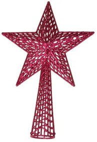 Špička na stromeček Hvězda gravírovaná, 37 cm, růžová