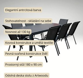 Vikio Venkovní zahradní set 180x90 pro 8 osob DK305 antracit