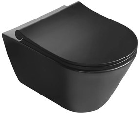 Sapho, AVVA závěsná WC mísa s bidet. sprškou, Rimless, 35,5x53 cm, černý matný