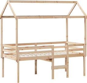 Patrová postel se střechou 75 x 190 cm masivní borové dřevo 3282141