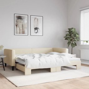Válenda s přistýlkou krémová 90 x 200 cm textil 3196582