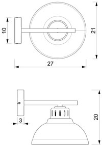 Nástěnná lampa SVEN 1xE27/15W/230V mosaz
