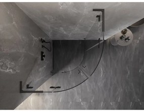 Mexen Lunar, L výklopný půlkruhový sprchový kout 100 x 100 cm, 8mm čiré sklo, profil grafit broušený, 833L-100L-100P-66-00