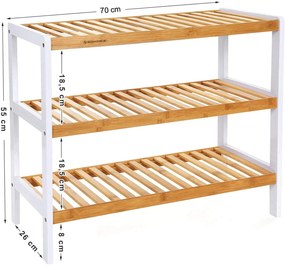 SONGMICS Bambusový botník 3 police přírodní 70x55 cm