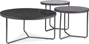 Casarredo - Komfort nábytek Kulatý konferenční stolek ARTEMIDA set 3 kusů, světle šedá/tmavě šedá/černá