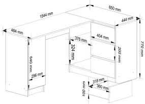 Rohový psací stůl B20 155 cm wenge pravý