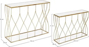 Konzolové stolky v sadě 2 ks se skleněnou deskou ve zlaté barvě 33x104 cm Elenor – Bizzotto
