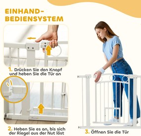 Bezpečnostní branka do dveří PawHut, schodišťová branka 76-104 cm, schodišťová branka bez vrtání, schodišťová branka s dvířky pro kočky, uzamykatelná…