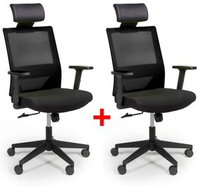Kancelářská židle se síťovaným opěrákem WOLF 1+1 ZDARMA, černá