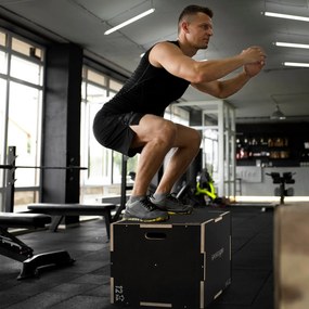 SPORTNOW Plyo box/jump box, robustní, 40,5 x 35,5 x 30,5 cm, černý, rukojeť 10x3,5 cm, do 120 kg