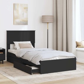 Postel s úložným prostorem Černá 90 x 190 cm Kompozitní dřevo 3410841