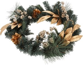 Vánoční věnec Berry and pinecone zlatá, 45 x 10 x 39 cm