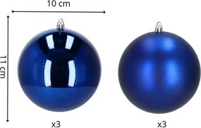 Vánoční baňky královsky modré mix - 10cm, sada 6ks
