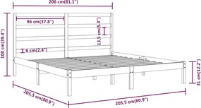 Rám postele černý masivní borovice 200 x 200 cm 3104957