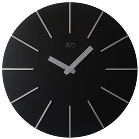JVD HC702.2 - velké černé hodiny se stříbrnými doplňky o průměru 70 cm