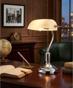 BRILAGI - Stolní lampa BANK OFFICE 1xE27/60W/230V lesklý chrom/bílá
