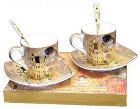 HOME ELEMENTS Espresso šapo sada 2 x 90 ml, Klimt Polibek zlatý