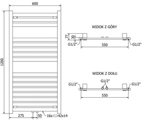 Mexen Uran koupelnový radiátor 1200 x 600 mm, 615 W, Bílá - W105-1200-600-00-20