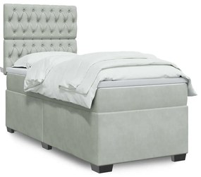 Box spring postel s matrací světle šedá 90x200 cm samet 3293116
