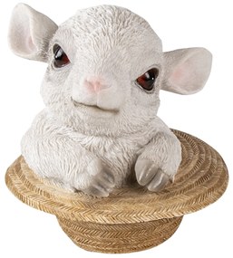 Dekorativní soška ovečky v klobouku - 12*12*12 cm
