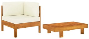 310636 vidaXL 2dílná zahradní sedací souprava krémové podušky akáciové dřevo