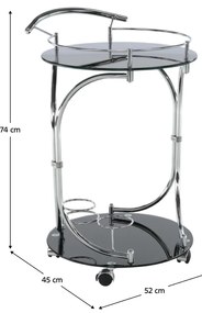 Kondela Servírovací stolek, černé sklo / chrom, VESNA