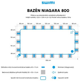 Technypools Bazénový set NIAGARA 800 8,26 x 3,95 x 1,25 m (0923K) Barva: modrá