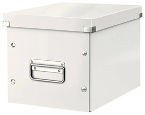 Bílý kartonový úložný box s víkem 26x26x24 cm Click&amp;Store – Leitz