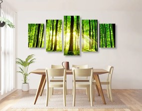 5-dílný obraz svěží zelený les Varianta: 200x100