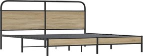 Kovový rám postele bez matrace kouřový dub 200 x 200 cm 3318672