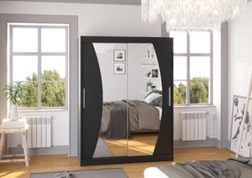 Posuvná skříň se zrcadlem MODESTO 150 Hlavní barva: Černá, LED osvětlení: Ne