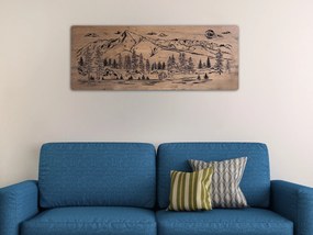 Li-Go "Chata v horách" světelný obraz s baterií 130x50cm varianta: ovládání na obraze bez dálkového ovladače, provedení: dub světlý