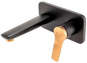 F-Design Seppia, podomítková umyvadlová baterie, černá matně-růžové zlato, FD1-SPA-3PA-25