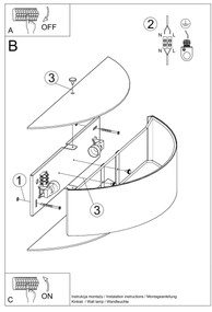 Nástěnné svítidlo Skala, 1x černé textilní stínítko, (bílé sklo), (45 cm)