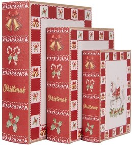 Set 3ks úložný box ve tvaru knihy vánoční koník - 27*22*7 / 22*17*6 / 17*12*4 cm