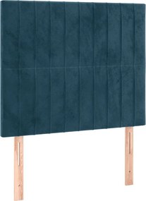 Box spring postel s matrací a LED tmavě modrá 90x200 cm samet 3136225