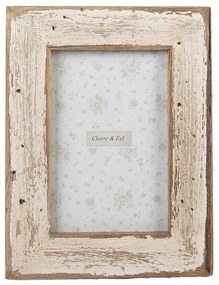 Bílo-hnědý antik dřevěný fotorámeček Rustic - 16*2*21 cm / 10*15 cm