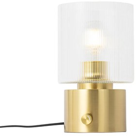 Stolní lampa v art deco stylu zlatá se sklem - Laura