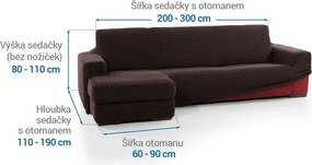 Super strečové potahy NIAGARA čokoládová sedačka s otomanem vlevo (š. 200 - 300 cm)