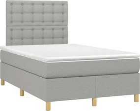 Box spring postel s matrací a LED světle šedá 120x190 cm textil 3270274
