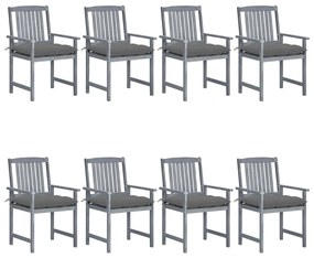 Zahradní židle s poduškami 8 ks masivní akáciové dřevo šedé,  3078250