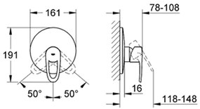 Grohe Eurodisc Sprchová baterie podomítková, barva chromová Grohe 19537001