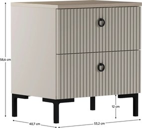 Noční stolek, šedohnědá Taupe/dub silverjack, DOMCA 2S