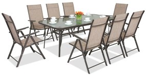 Hnědý Modena/Rosario ocelový jídelní nábytek pro 8 osob s velkým stolem 200 cm Garden Point