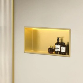 Rea Rea, LED polička na zapuštění 60x30x10 cm, 12W, 3000K, zlatá matná, REA-08543