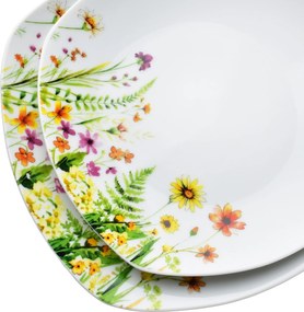 Porcelánová jídelní sada LEA Gelb 18 ks bílá/zelená
