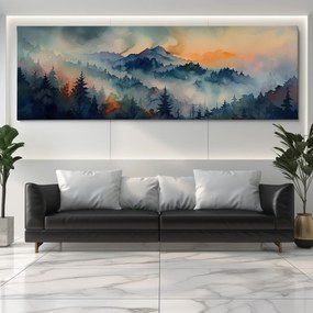 Obraz na plátně - Úsvit v mlžných lesích FeelHappy.cz Velikost obrazu: 90 x 30 cm